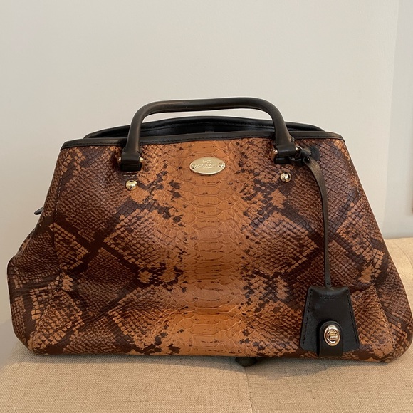 Coach | Bags | Rare Coach Snake Print Leather Satchel Crossbody Bag ...